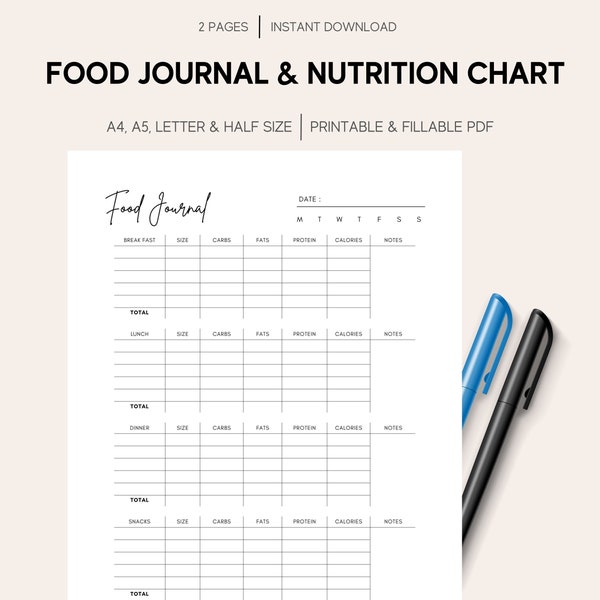 Nutrition Chart Template - Etsy