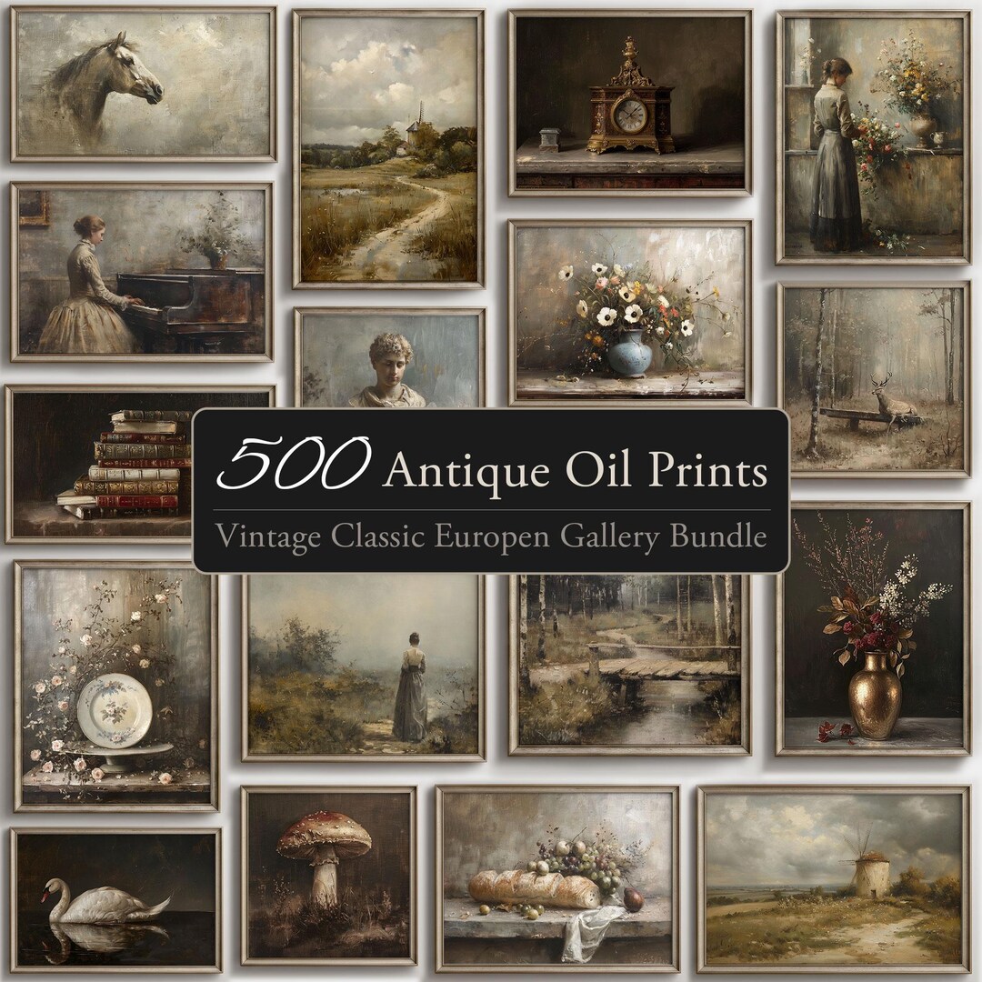 Antique Art Bundle | 500 Vintage Oil Prints Collection | Printable ...