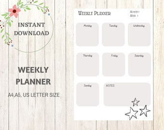 Weekly Planner Printable, Pink Weekly Schedule, Week at a Glance ...
