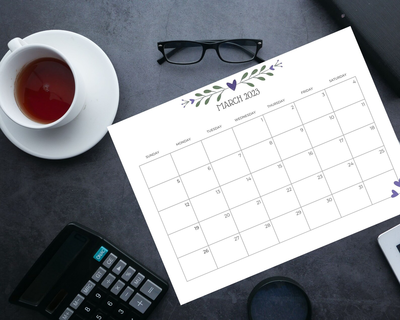 2023 Calendar Printable PDF, Horizontal, Sunday Start, A4, Letter Size ...