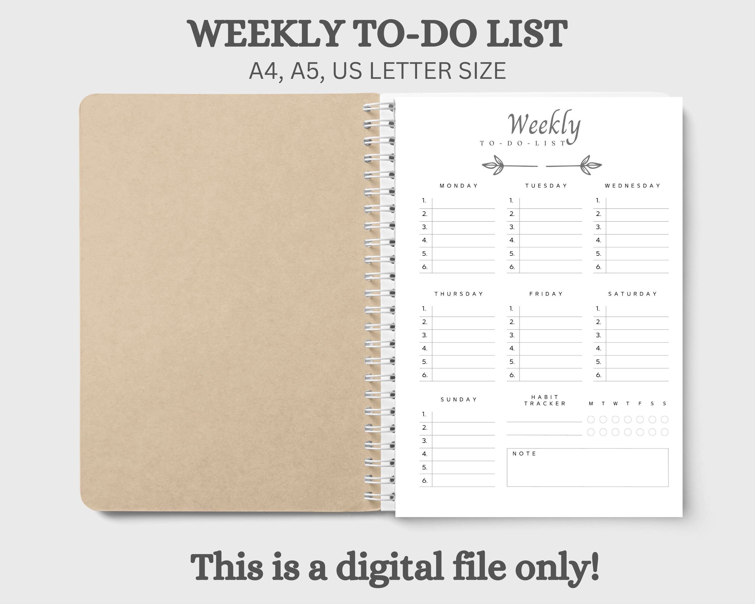 Weekly to Do List Printable, Weekly Task List Template, Weekly Planner ...