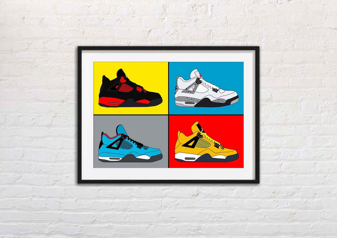 Jordan 4 Art Print, Jordan Art Print, Sneaker Wall Decor, Jordan 4 Wall ...