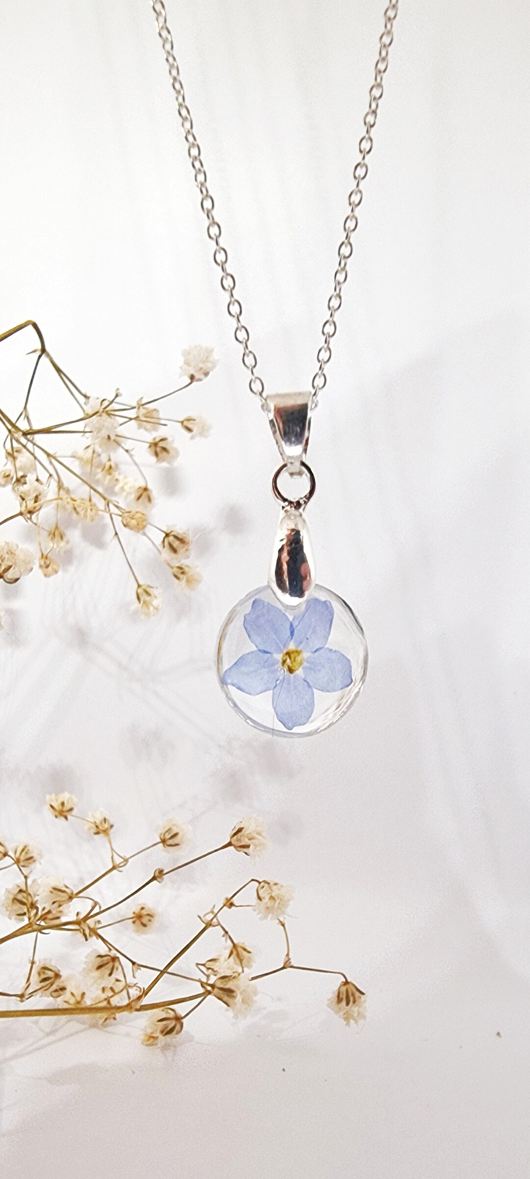 Forget Me Not Necklace. Forget Me Not Jewellery. Blue Flower Pendant ...