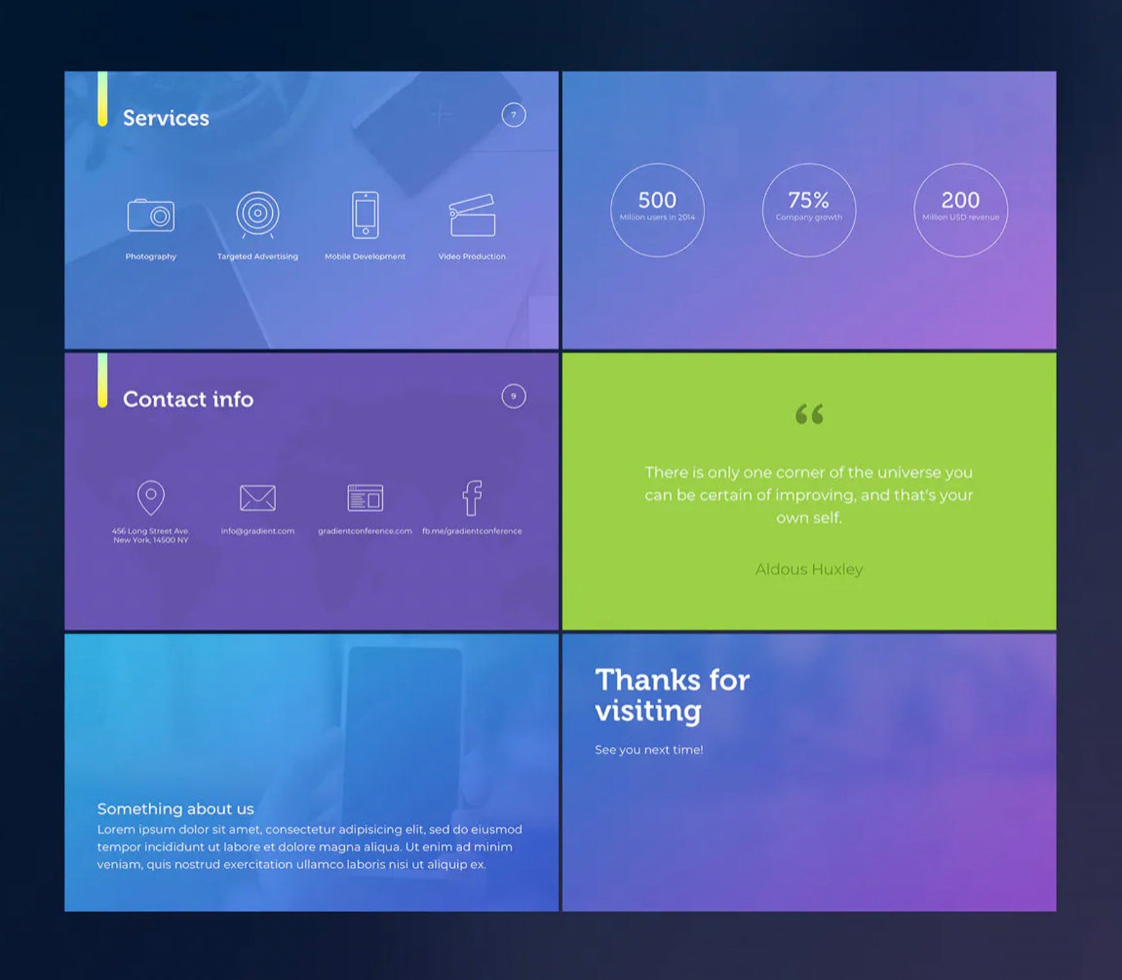 Gradient Powerpoint Template - Simple Editable Pitch Deck - Creative and Modern Business ...