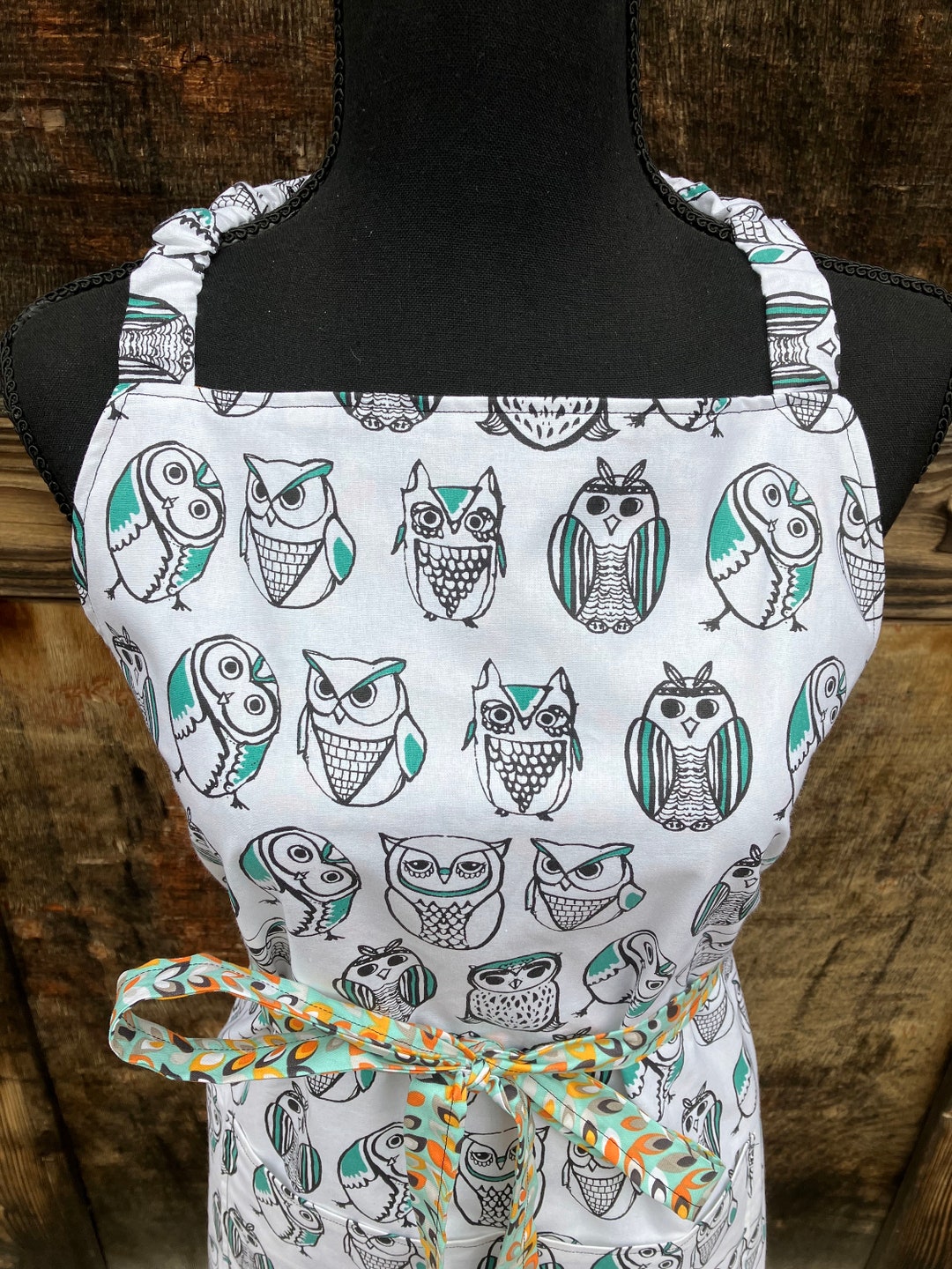 Bright and Bold Owls, With a Teal Twist! Reversible Apron With Pockets ...