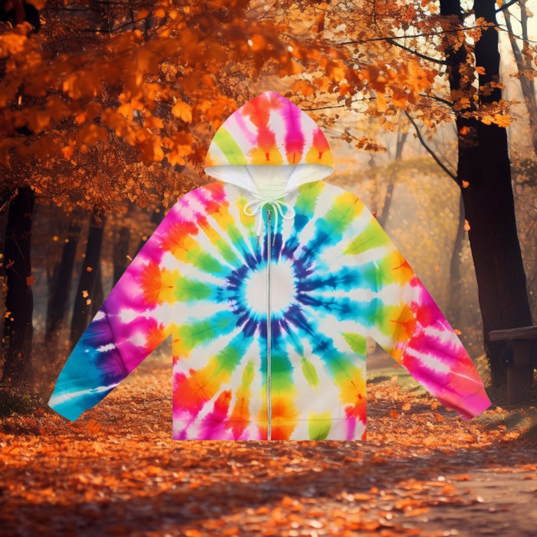 Rainbow Sun Tie-dye Jacket - Bright and Warm Hoodie for Fall - Etsy