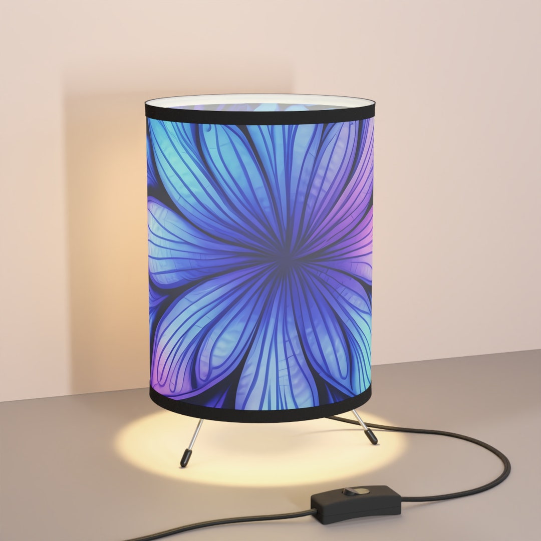 Blue Flower Desk Lamp - Cute Desk Decor Aesthetic for Bedroom or Living ...