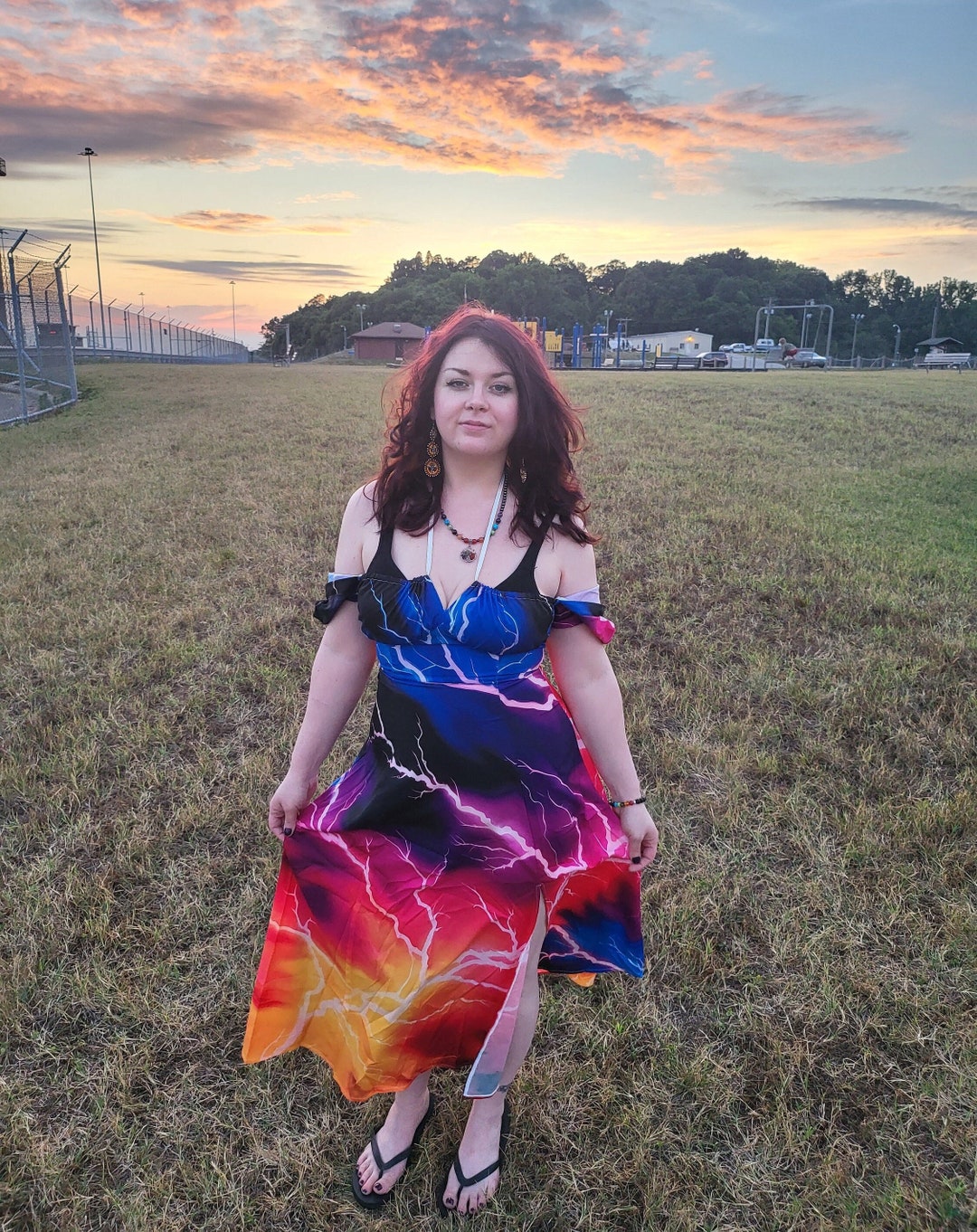 Eccentric Lightening Bolts Bodycon Sundress - Rainbow Fantasy Dress - Etsy
