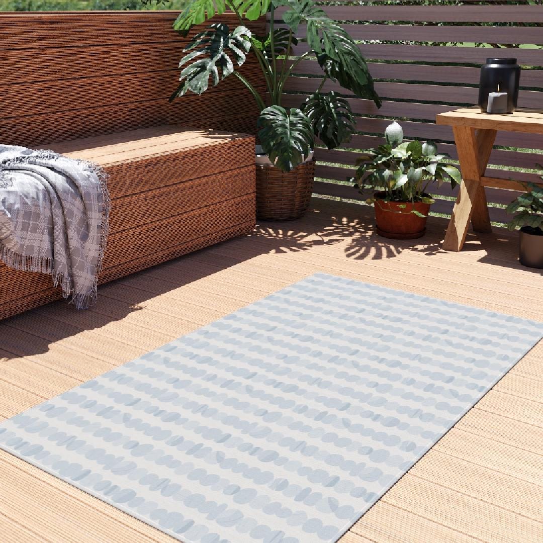 Coastal Pebble Stripe Outdoor Rug | Beach House Patio Mat - Etsy