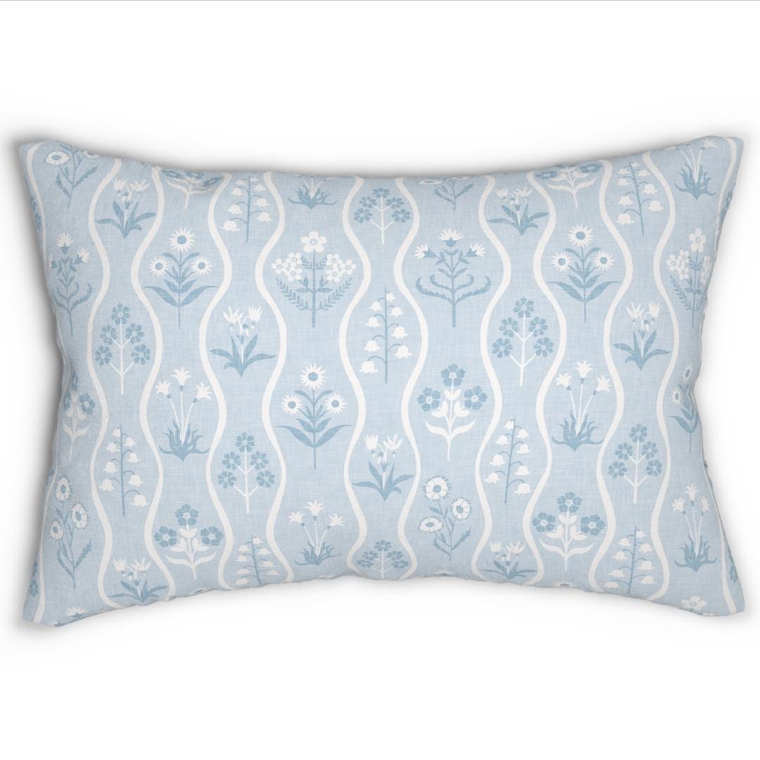 Cottagecore Light Blue Floral Pattern Lumbar Pillow - Etsy