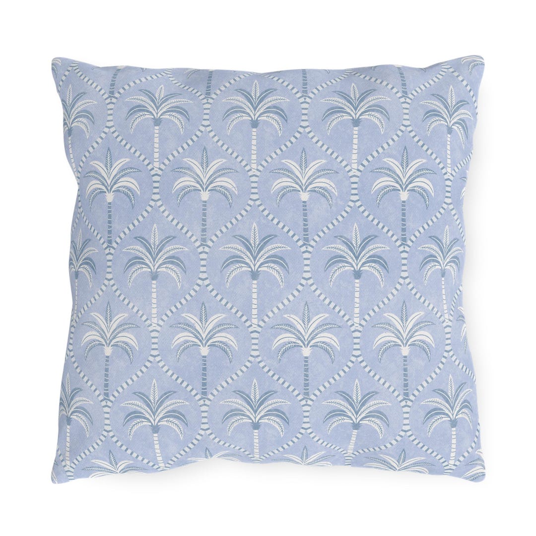 Elegant Coastal Palm Tree - Periwinkle Blue Outdoor Cushion - Etsy
