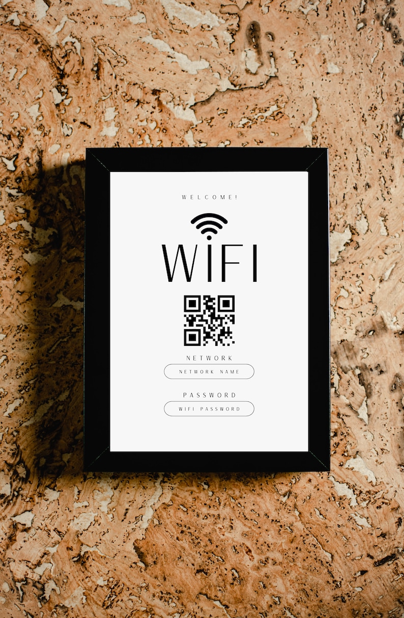 Customizable Wifi QR Code Template Sign | Wifi Password Sign - Etsy