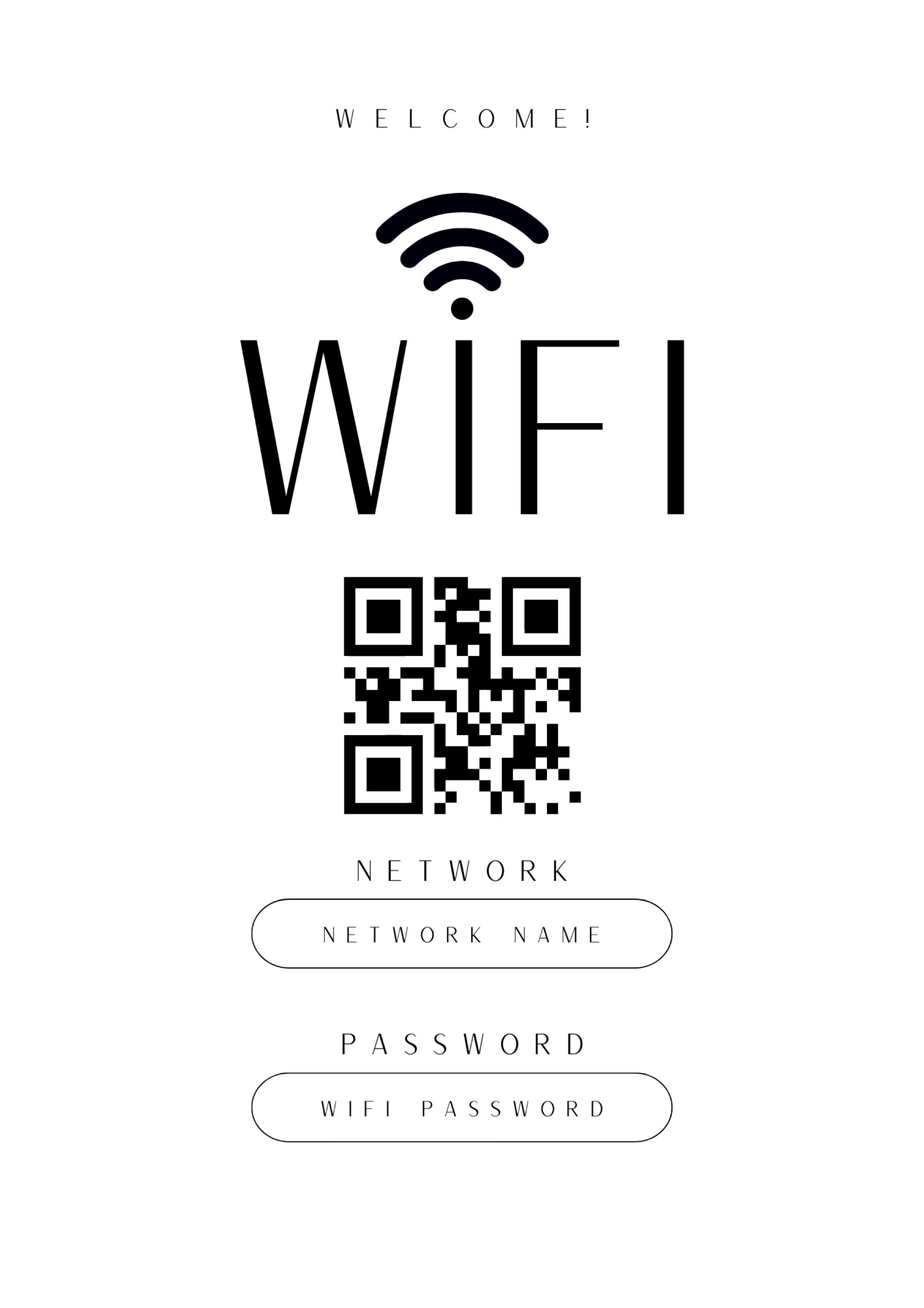 Customizable Wifi QR Code Template Sign | Wifi Password Sign - Etsy