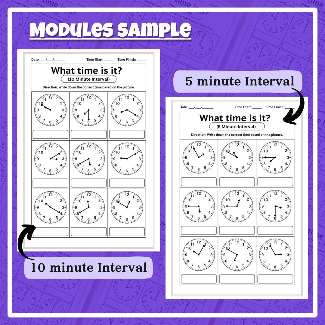 Printable TIME TELLING WORKSHEETS for Kids (ages 6 -11) | Master Analog ...