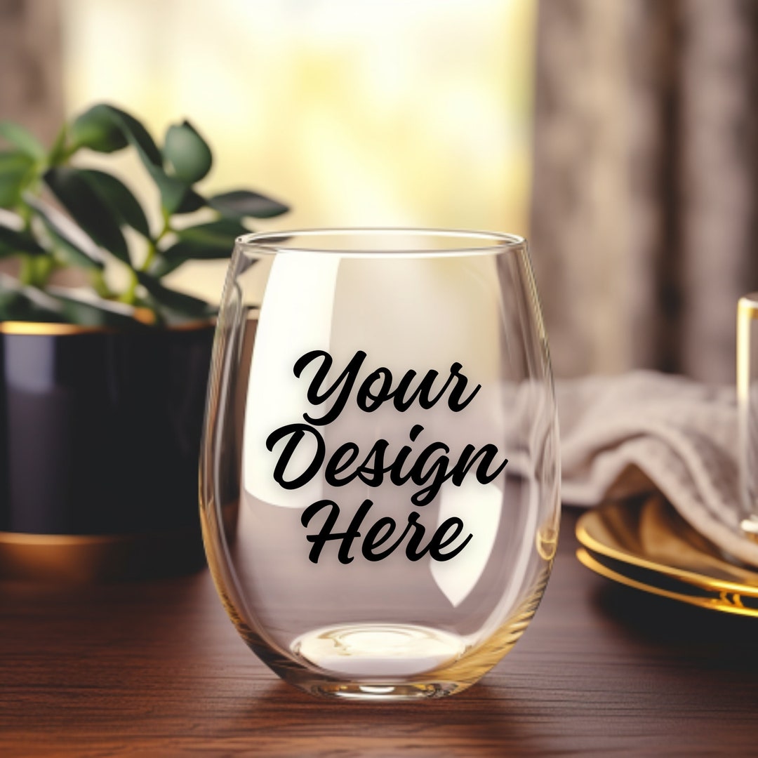 Elegant Stemless Wine Glass Mockup for Product Photography | Wedding ...
