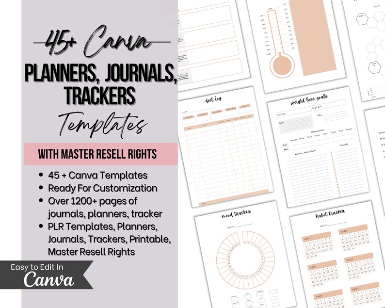 PLR Planner Templates, Create Your Own Planner, Undated Planner ...