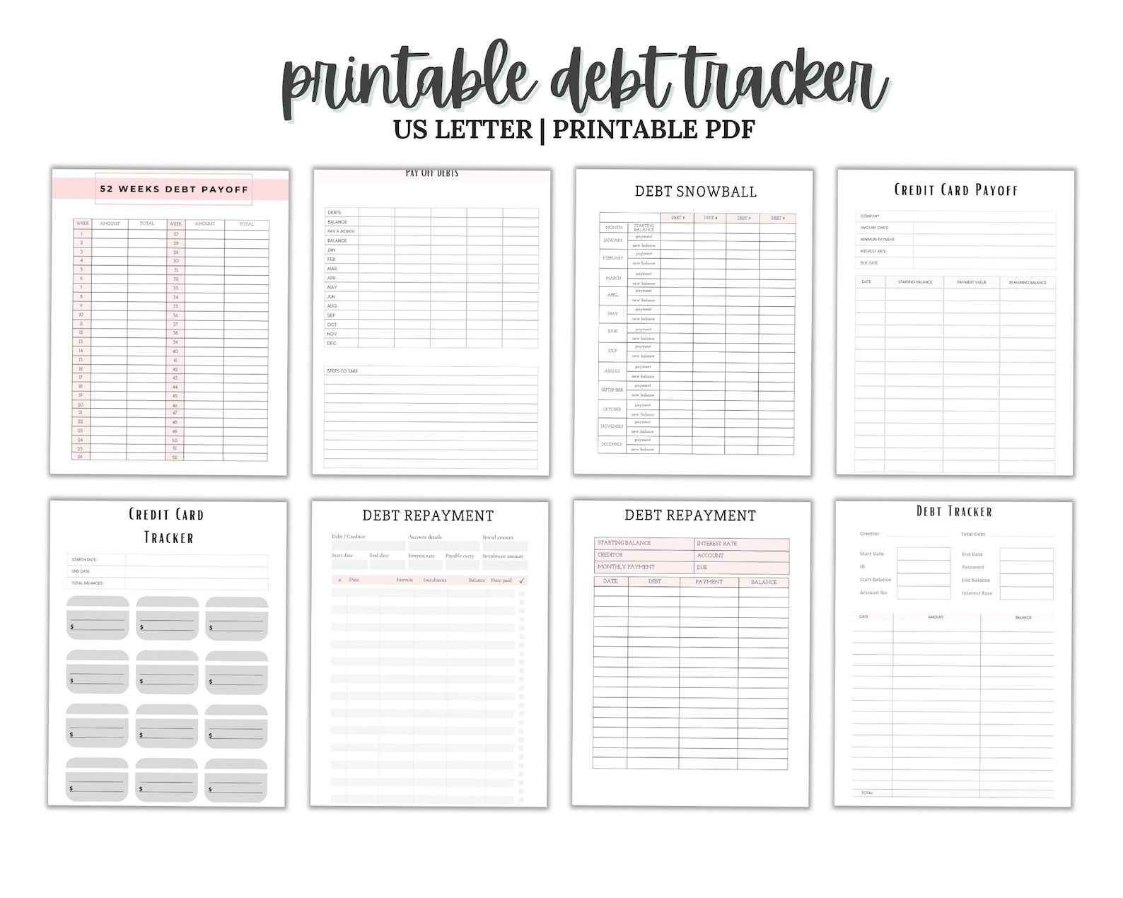 Ultimate Debt Tracker Printable Bundle | 11 Templates for Credit Card ...