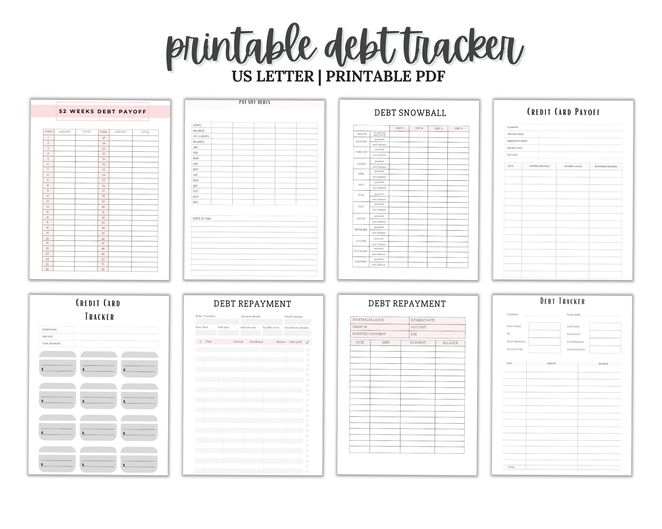 Ultimate Debt Tracker Printable Bundle | 11 Templates for Credit Card ...