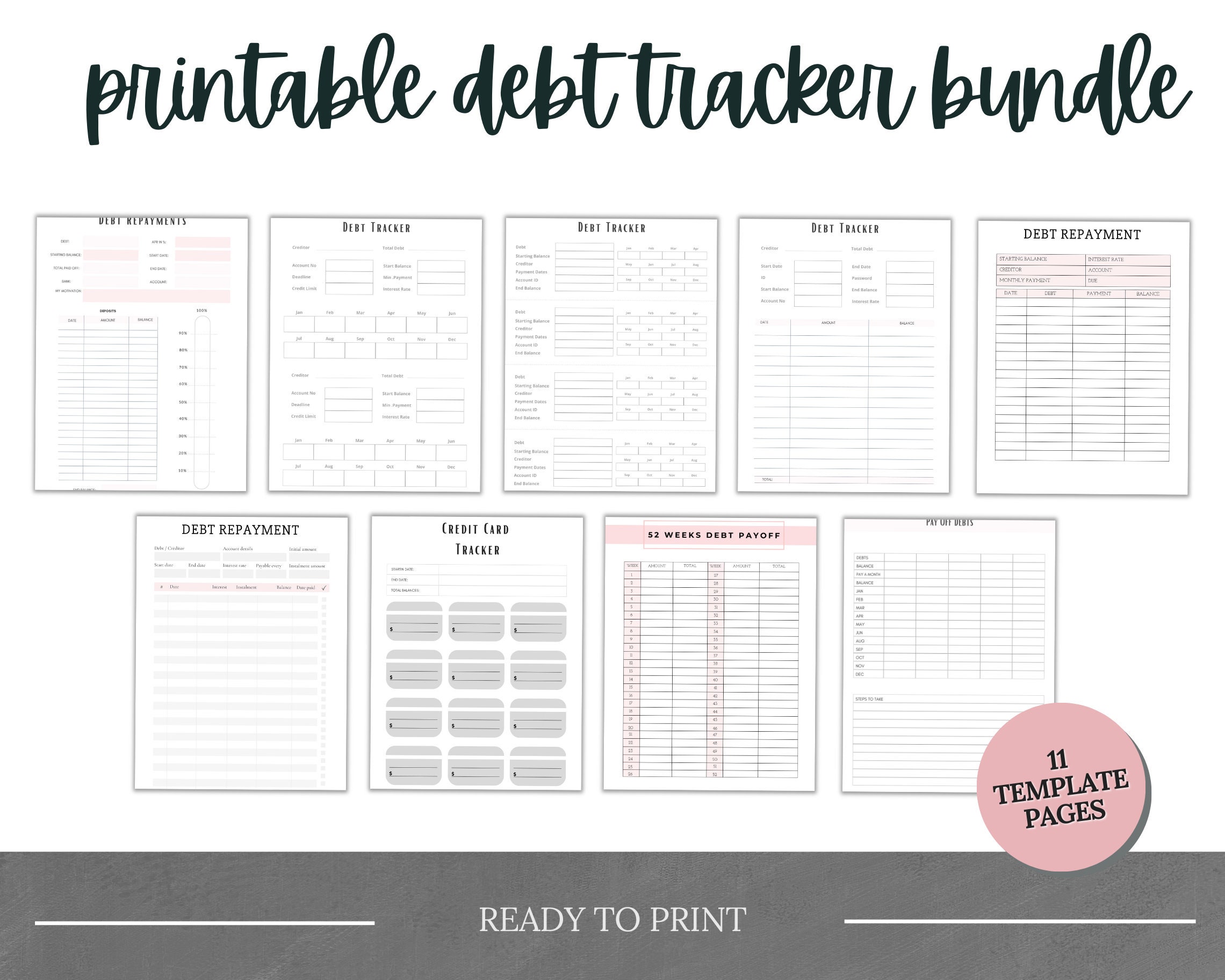 Ultimate Debt Tracker Printable Bundle | 11 Templates for Credit Card ...