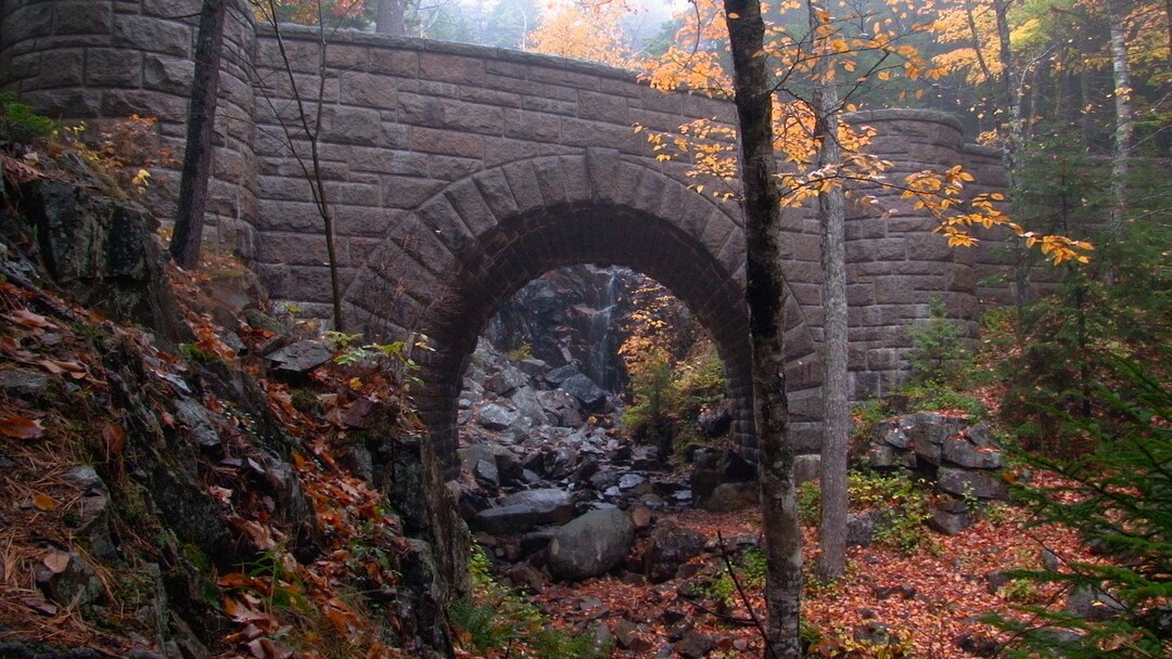 Waterfall Bridge Acadia National Park Fall HD Screensaver - Etsy