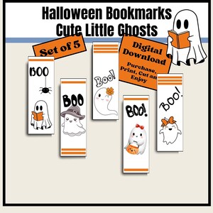 Printable Bookmark Halloween Cute Ghost, Trick-or-treat Gift, Digital ...