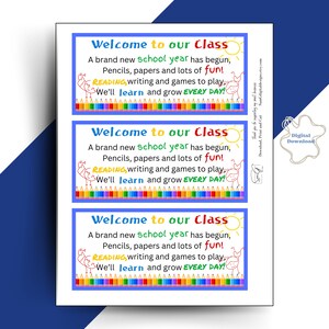 Printable Bookmarks Back to School Poem, Teacher to Students, Back to ...