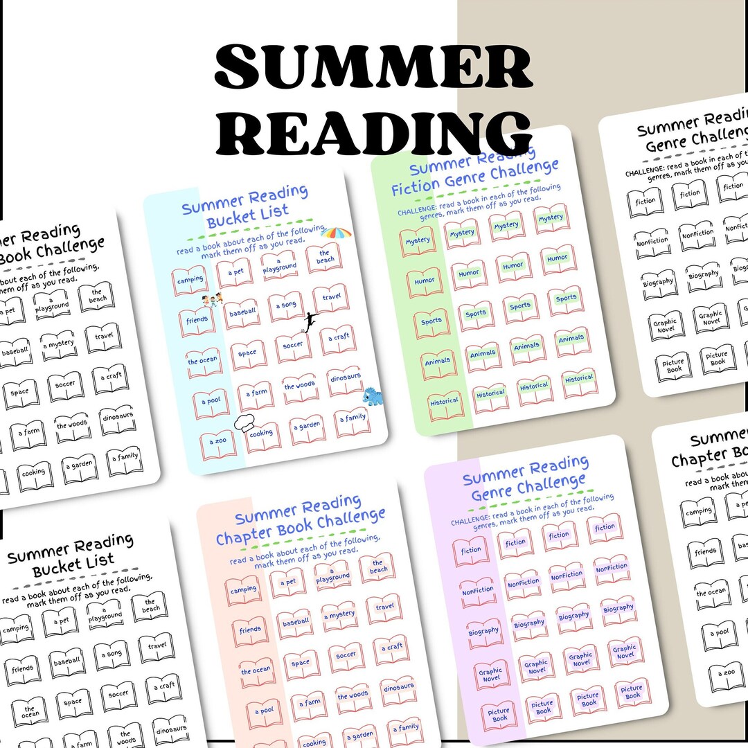 Summer Reading Bucket List, Chapter Book Challenge Fiction Genre ...