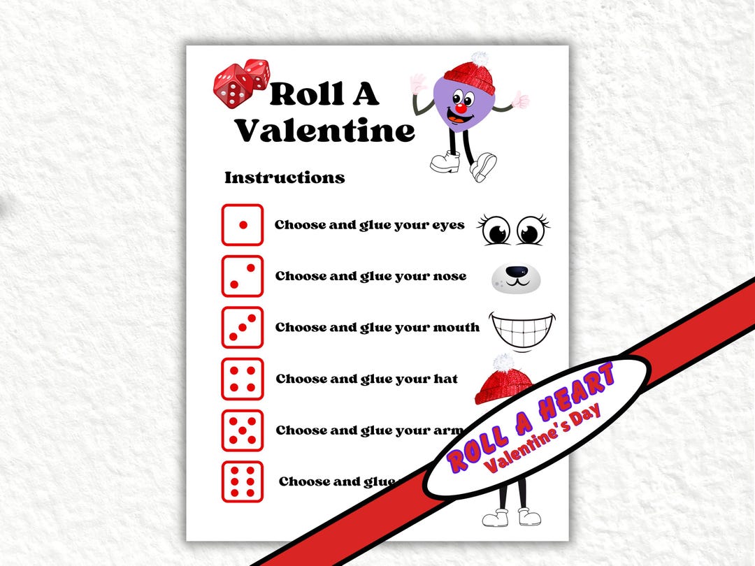 Valentine Activity Roll and Build, Printable Valentine Dice Game ...