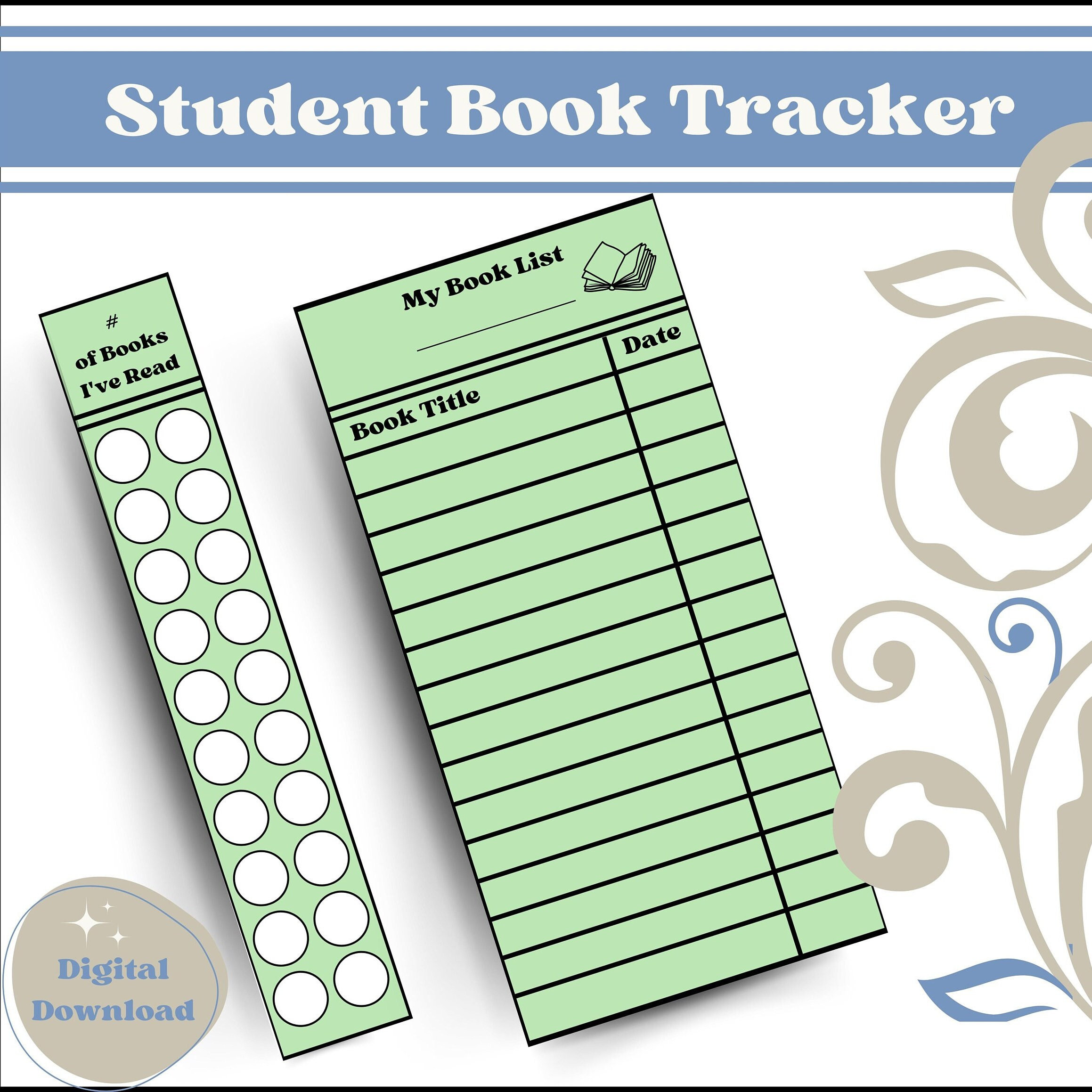 Reading Tracker, Printable Bookmark, Student Book Tracker, Reading Log ...