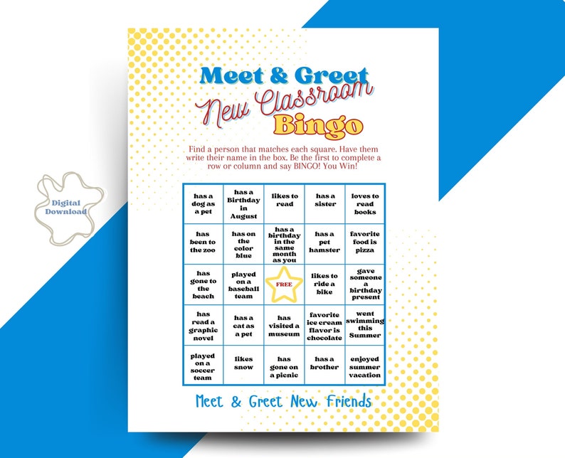 Back to School Bingo, Printable Bingo First Day of School, Find the ...