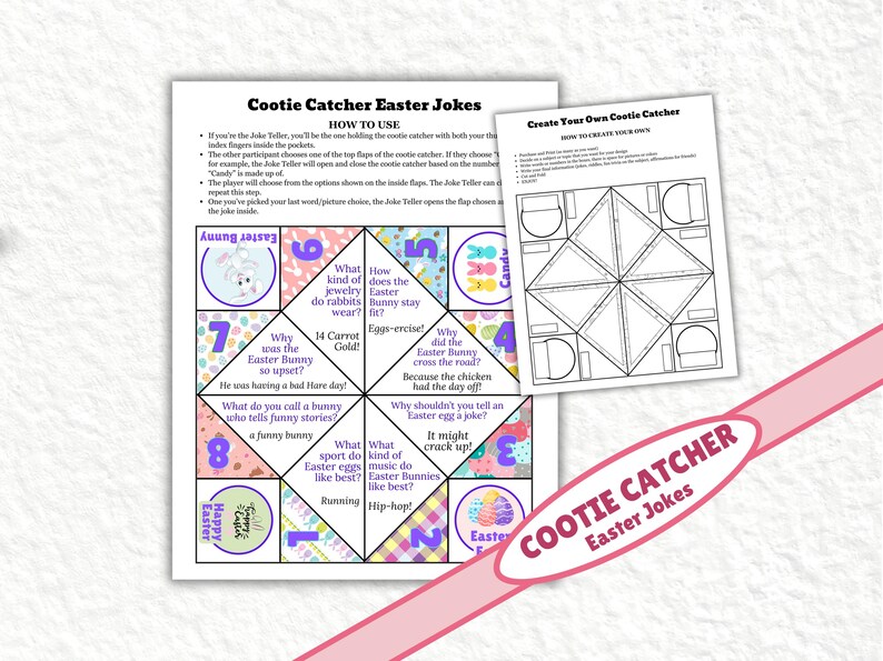 Cootie Catcher, Paper Fortune Teller, Easter Cootie Catcher, Origami ...