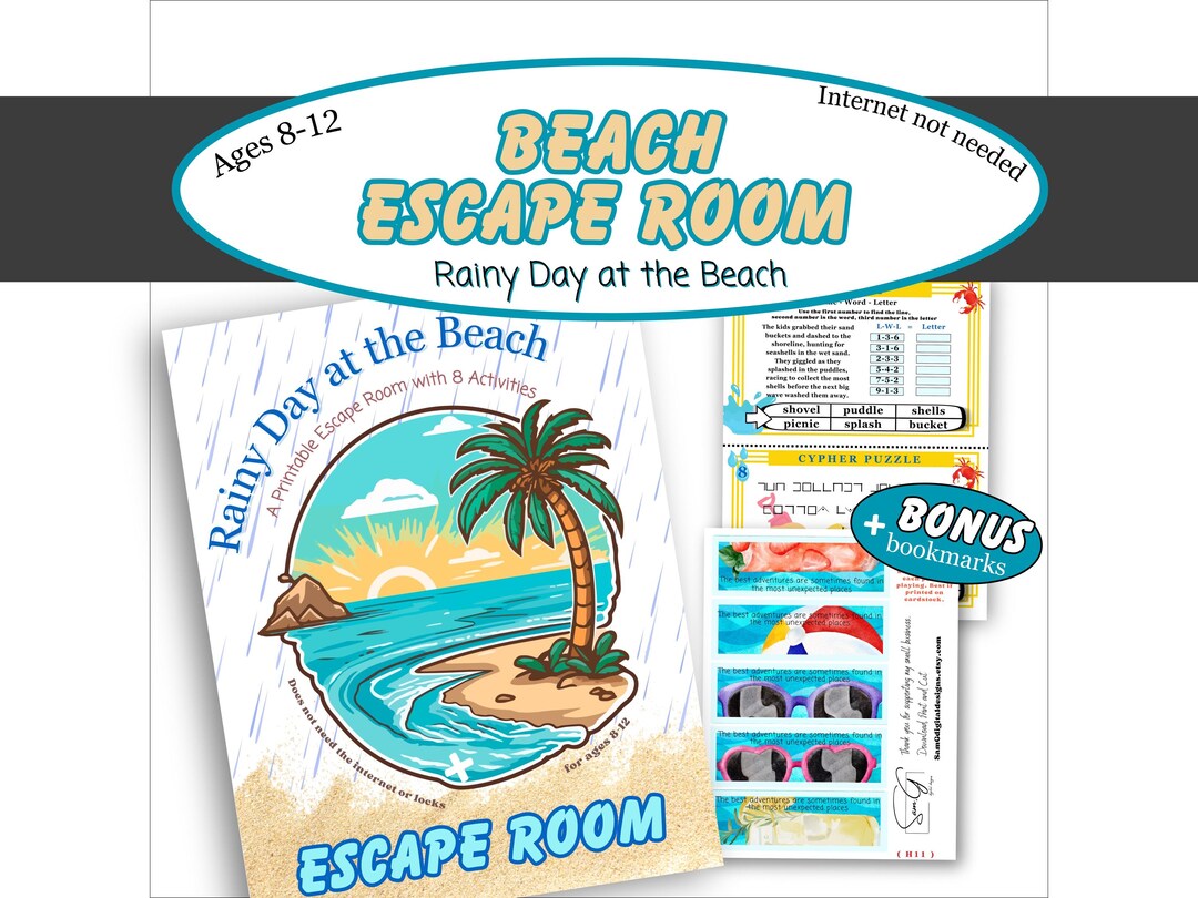 Printable Escape Room, Beach Escape Room Kit, Road Trip Games, Rainy ...
