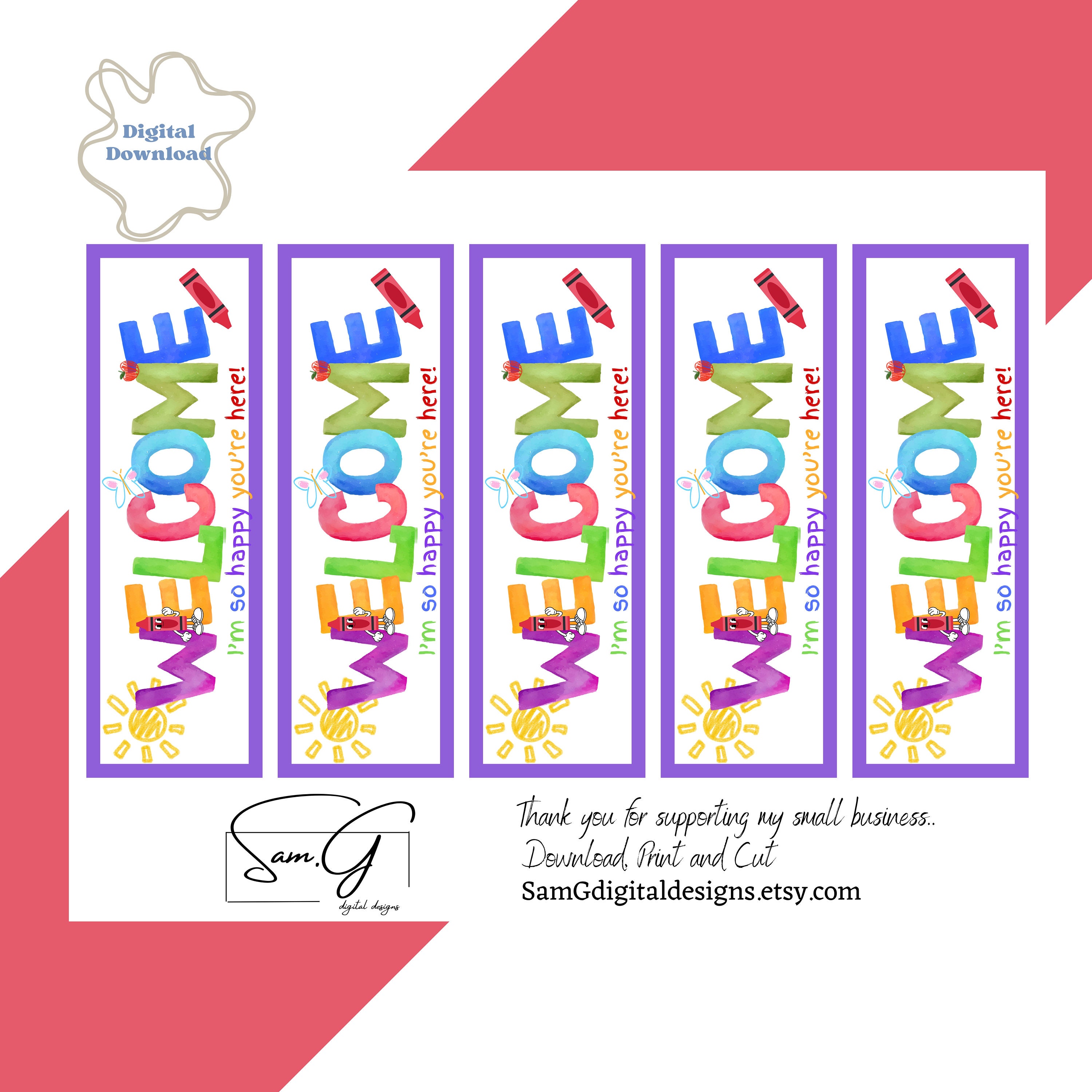 Printable Bookmarks Back to School Welcome, First Day of School ...