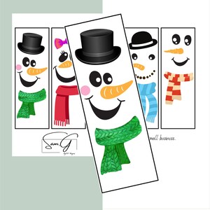 Snowman Printable Bookmarks, Modern Minimalist Christmas Bookmark ...
