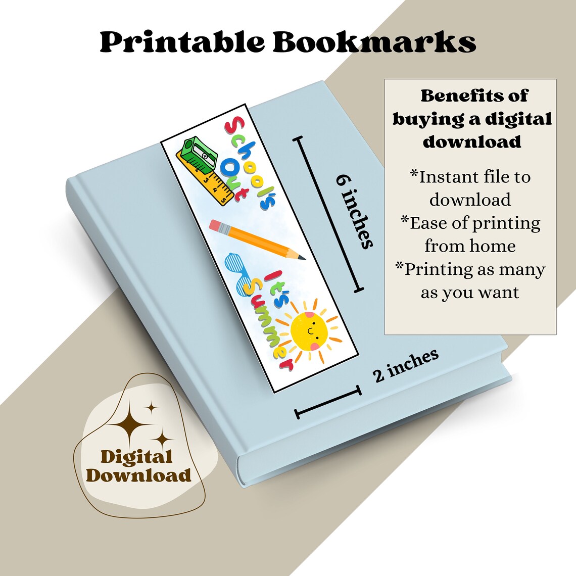 End of School Printable Bookmarks School's Out Bookmark Gift Digital ...