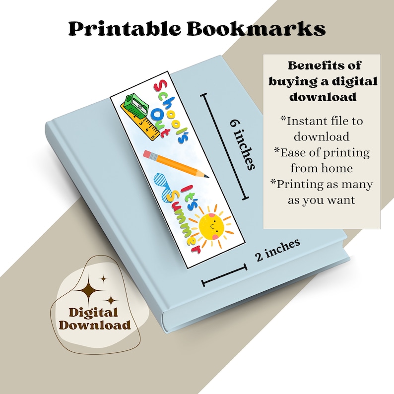 Printable Bookmarks End of Year, School's Out Bookmark Gift, Digital ...