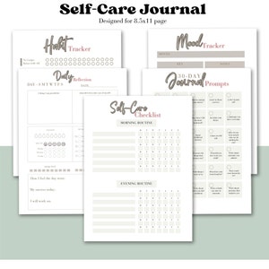 Mood Tracker Self Care Journal, Habit Tracker, Self Care Checklist ...