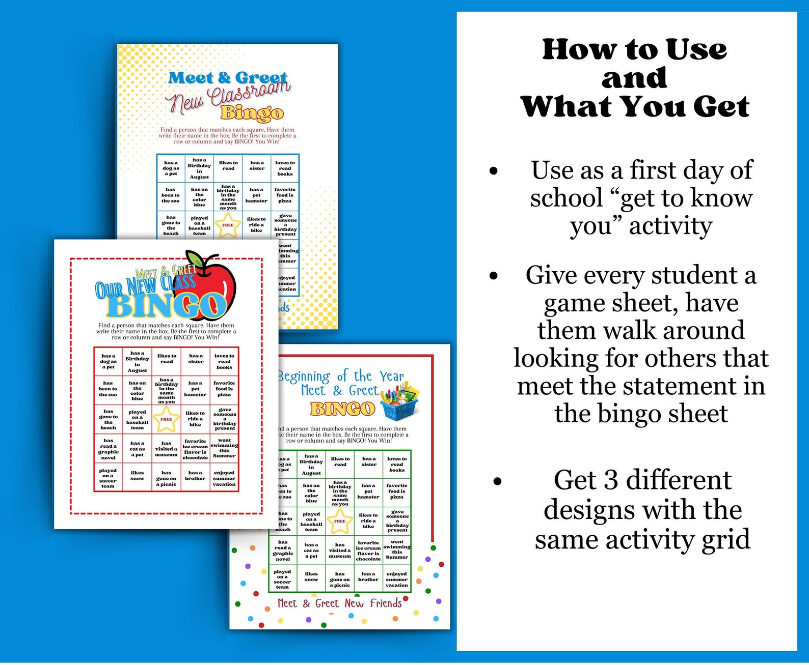 Back to School Bingo, Printable Bingo First Day of School, Find the ...