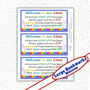 Printable Bookmarks Back to School Poem, Teacher to Students, Back to ...