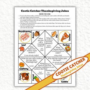 Cootie Catcher, Thanksgiving Jokes, Paper Fortune Teller, Printable ...