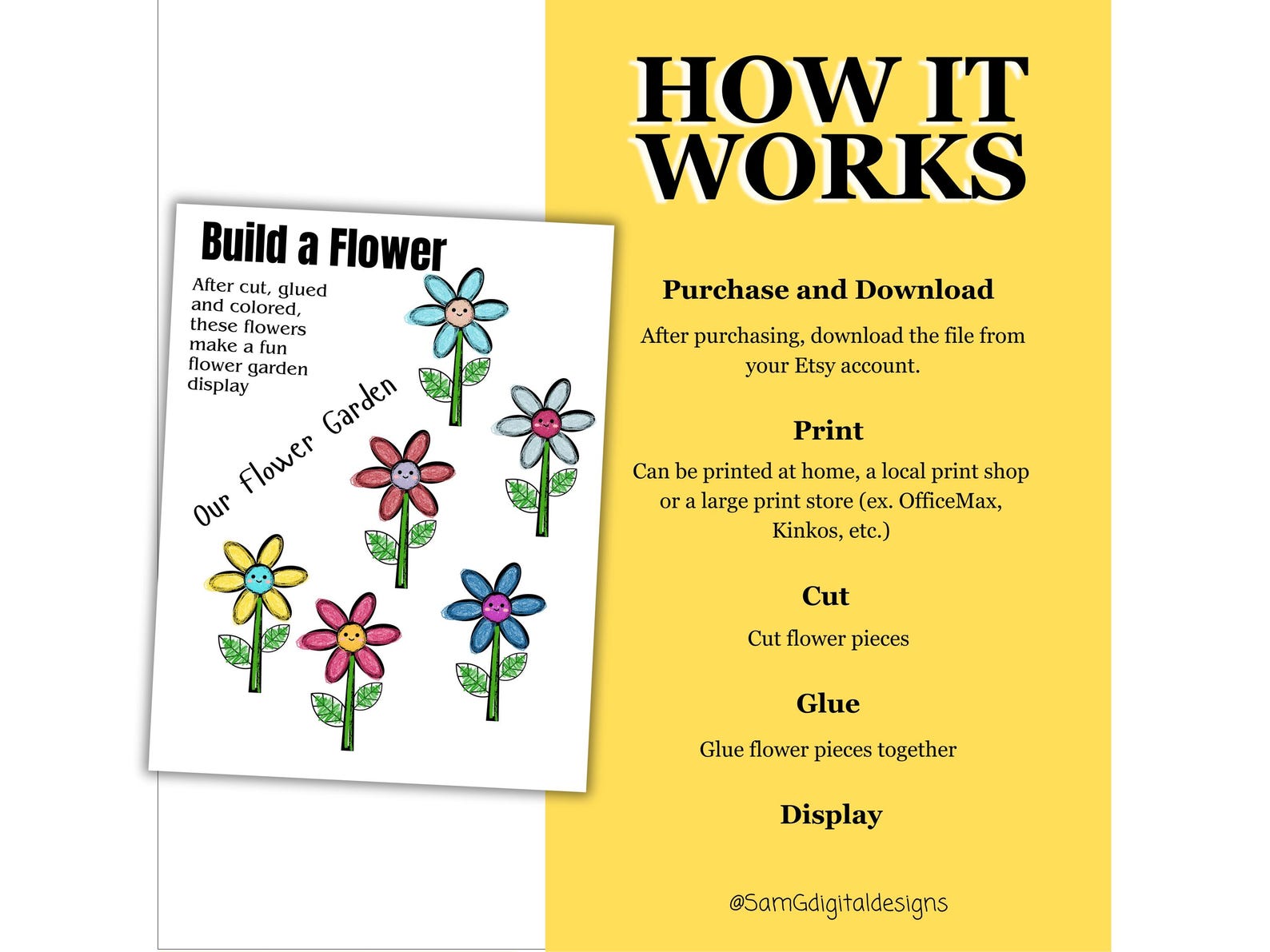 Build a Flower, Printable Kindergarten, Flower Building, Digital ...