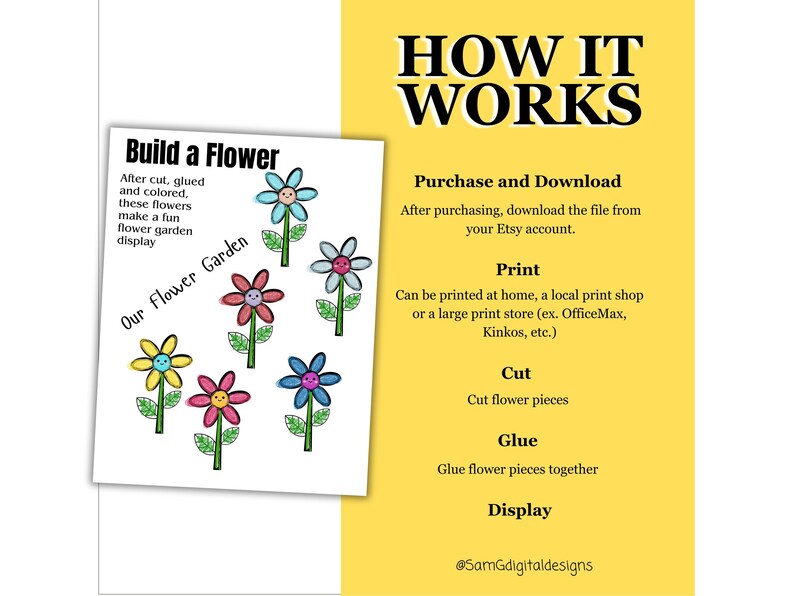 Build a Flower, Printable Kindergarten, Flower Building, Digital ...