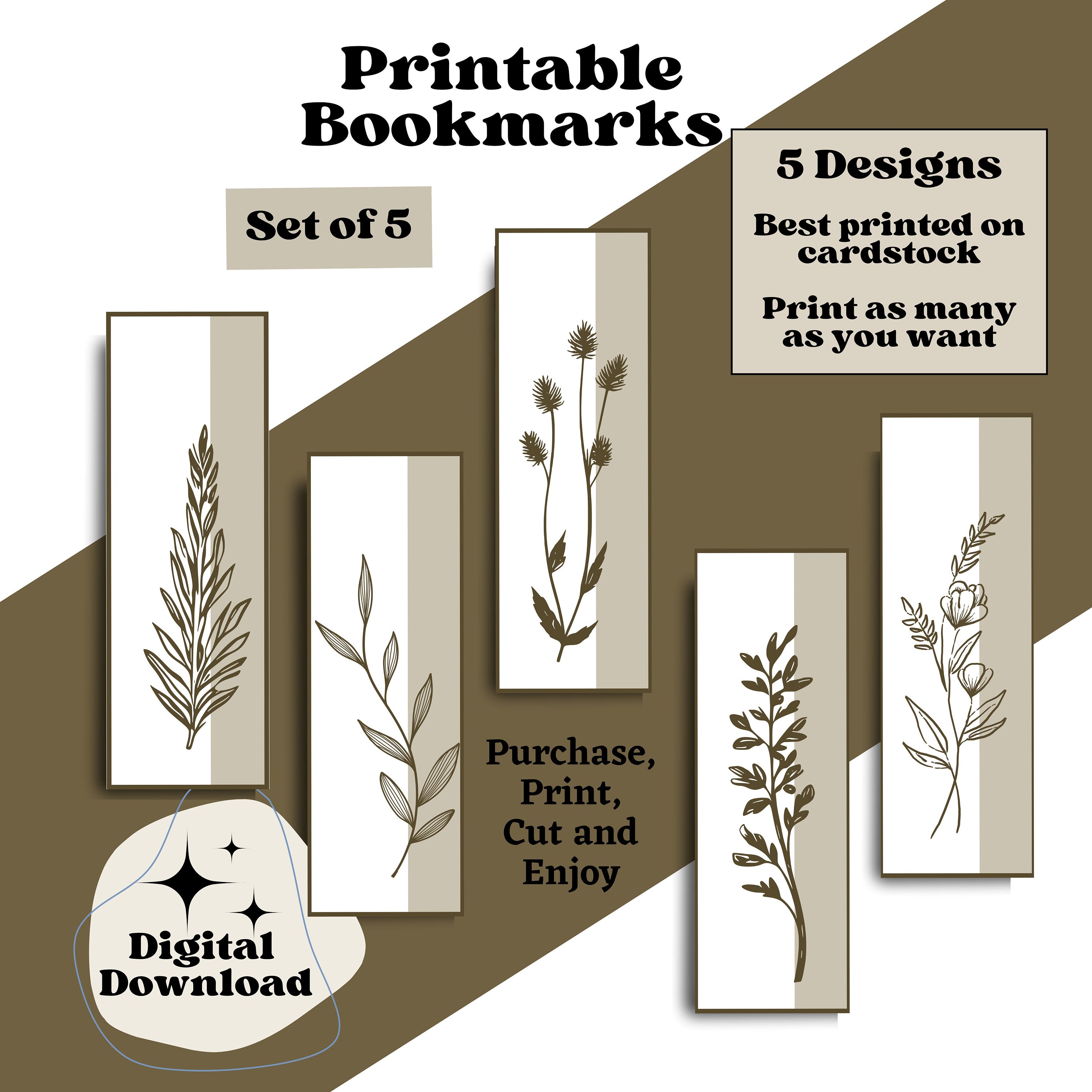 Printable Bookmarks, Unique Bookmarks, Bookmarks for Women, Modern ...