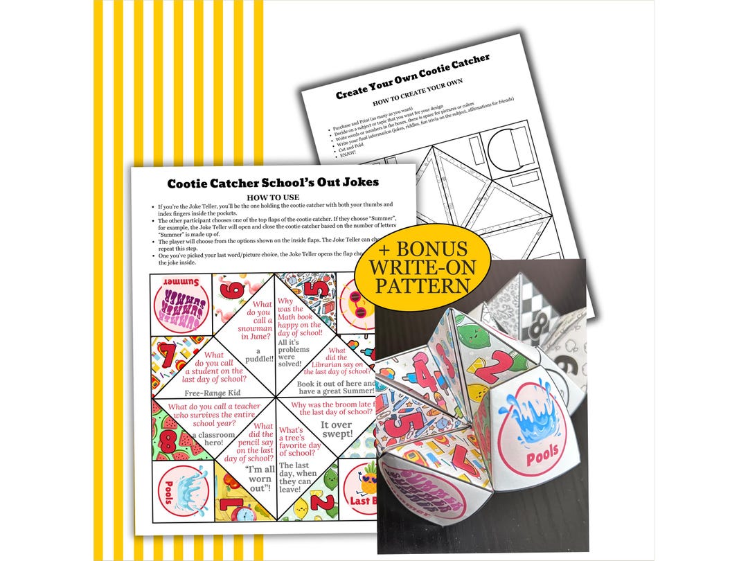 Jokes for Kids, Cootie Catcher, Paper Fortune Teller, End of School ...