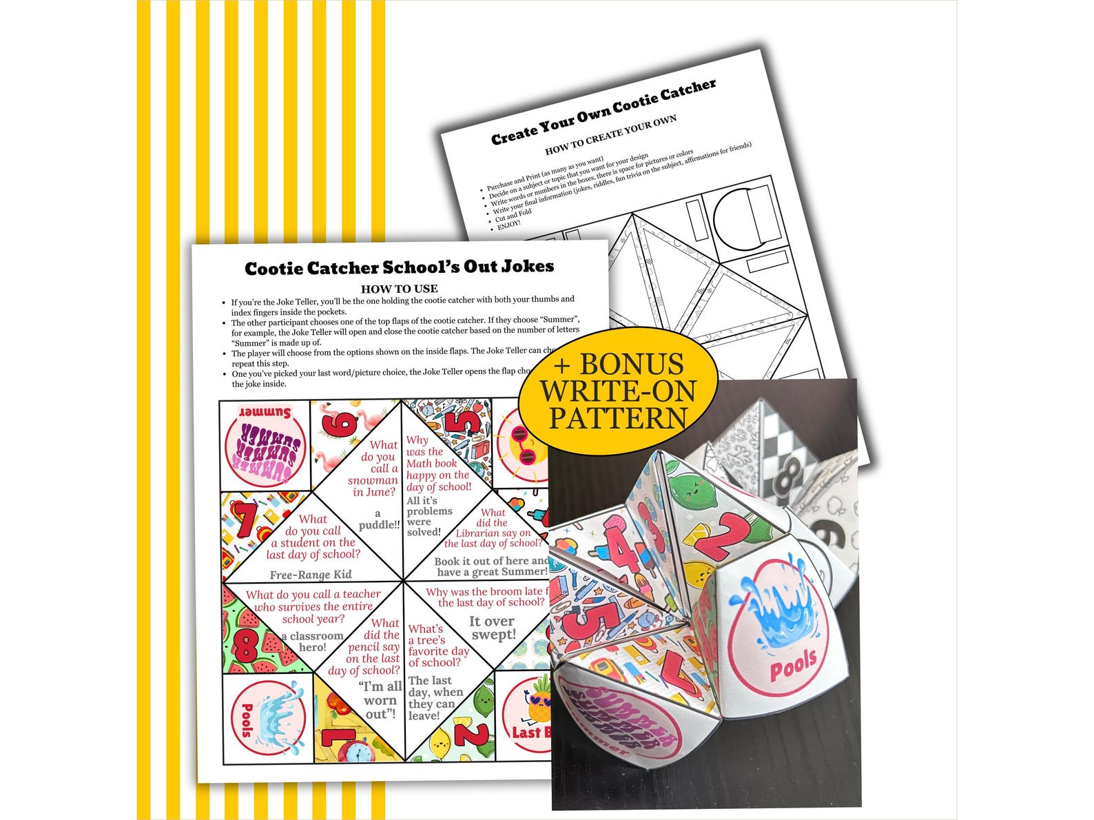 Jokes for Kids, Cootie Catcher, Paper Fortune Teller, End of School ...