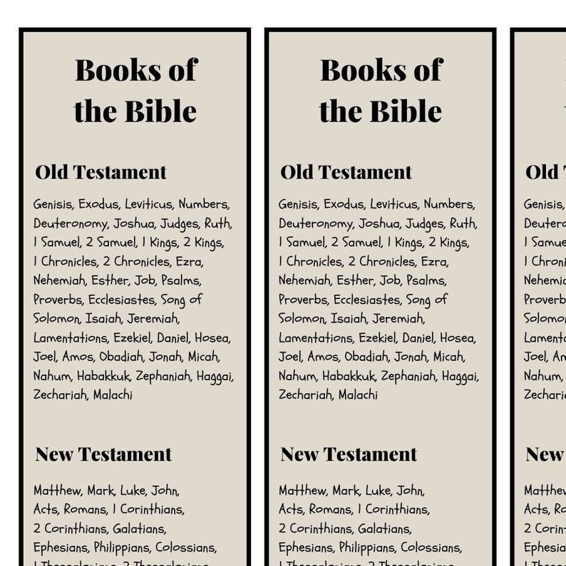 Books of the Bible Printable Bookmarks, Unique Bookmarks, Bible ...