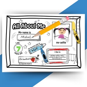 All About Me Back to School Activity, Printable First Day of School ...