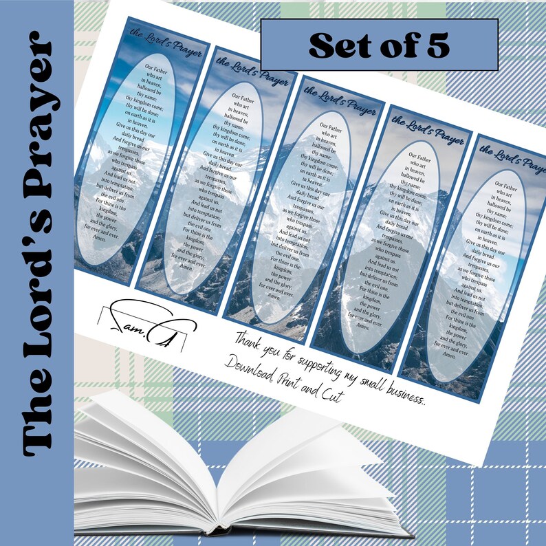 Bible Verse Book Mark, the Lord's Prayer Printable Bookmarks, Unique ...