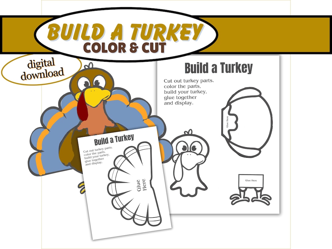 Build a Turkey, Thanksgiving Printable Kindergarten, Turkey Building ...