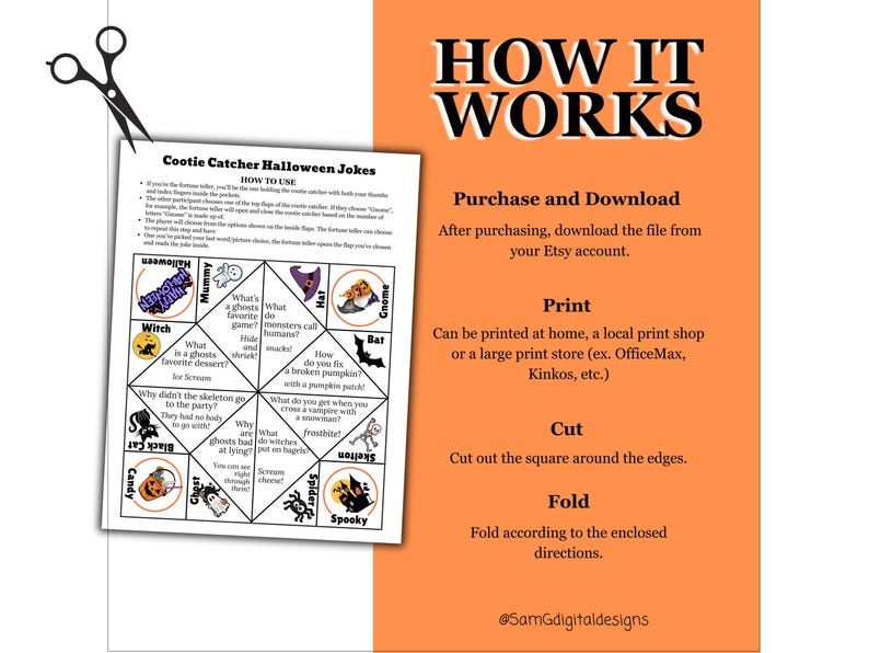 Fortune Teller, Halloween Jokes, Cootie Catcher, Printable Games, Party ...